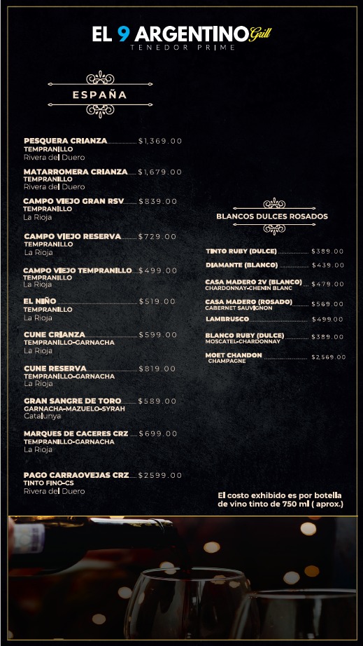 Menu – El 9 Argentino Grill