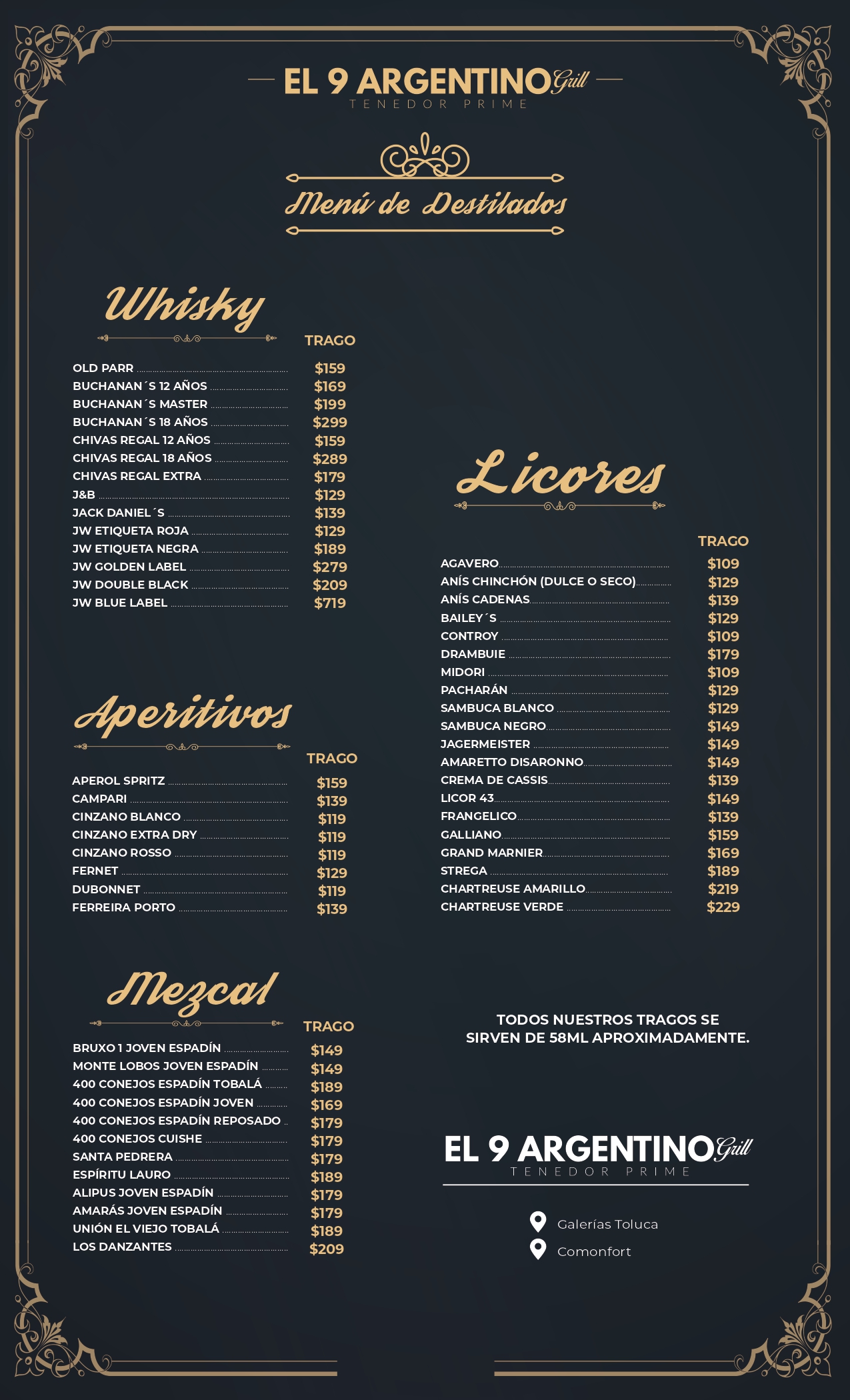 Menu – El 9 Argentino Grill