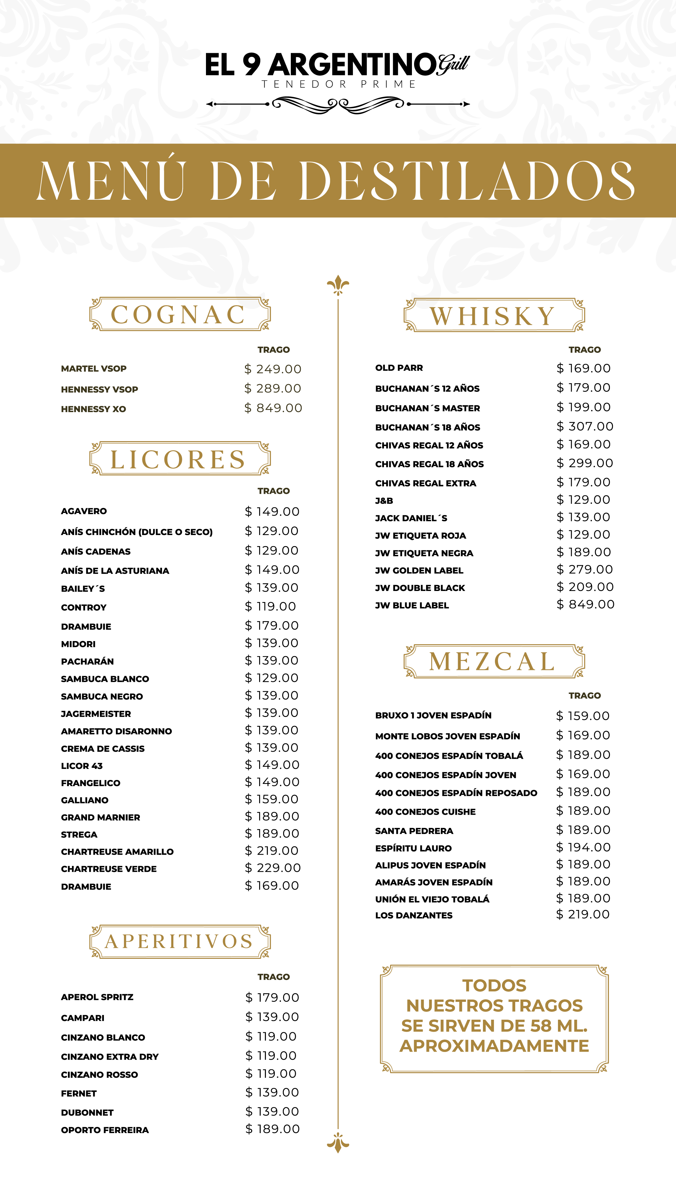 Menu – El 9 Argentino Grill
